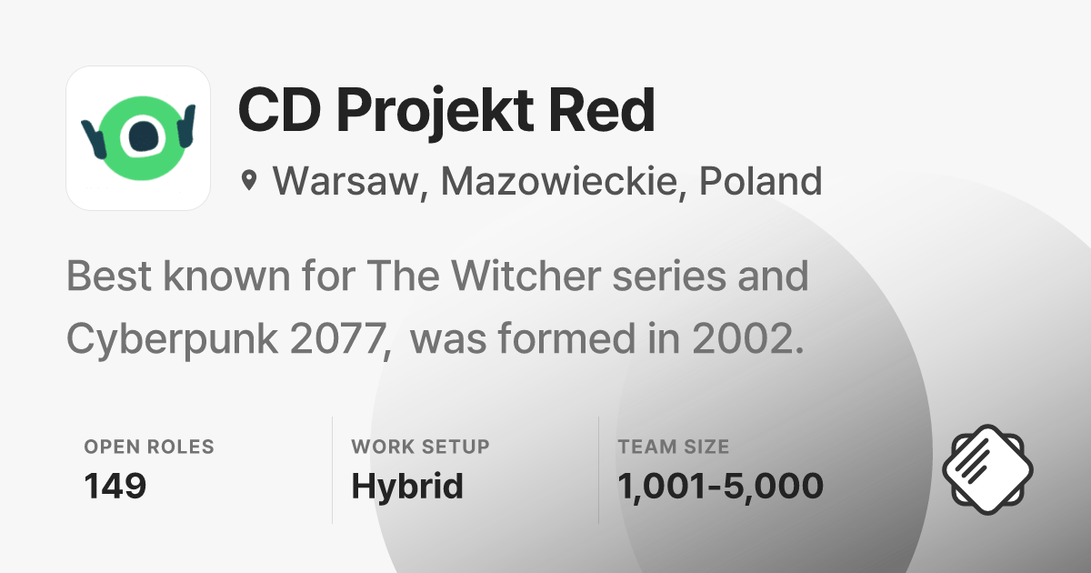 CD Projekt Red Jobs: 149 Open Jobs | Salary & Interviews - refresh.cv