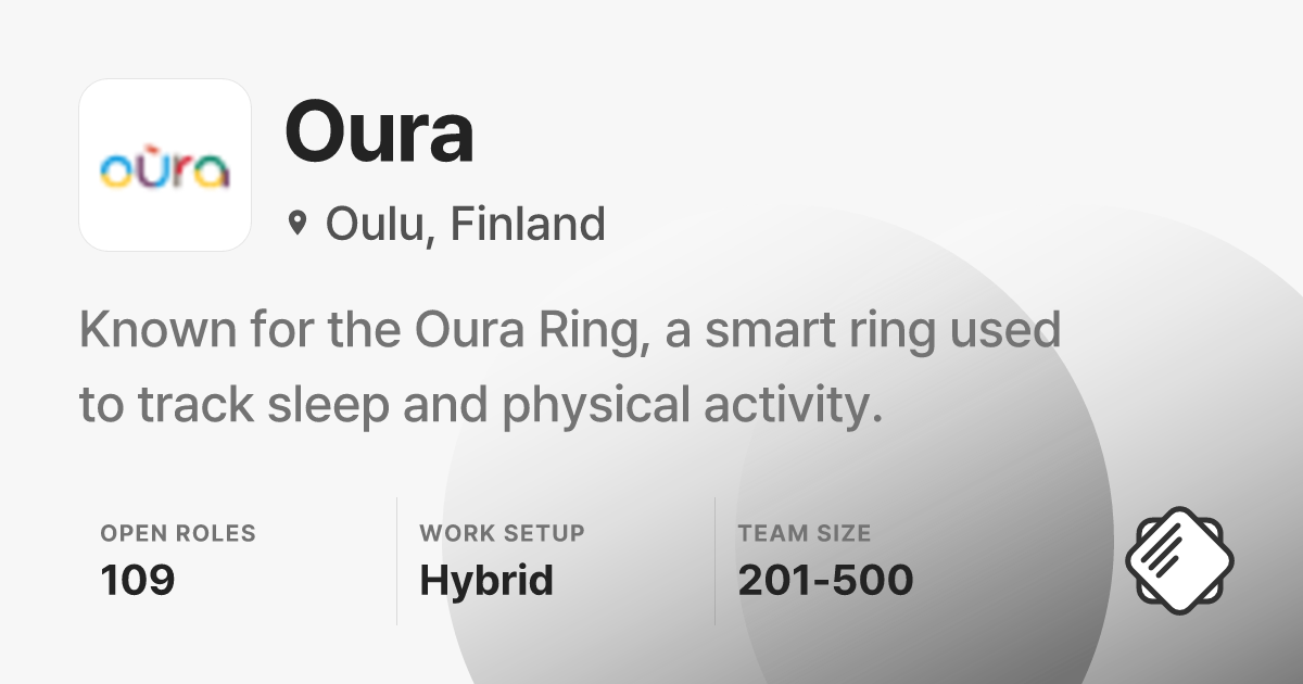 Oura Jobs: 109 Open Jobs | Salary & Interviews - refresh.cv